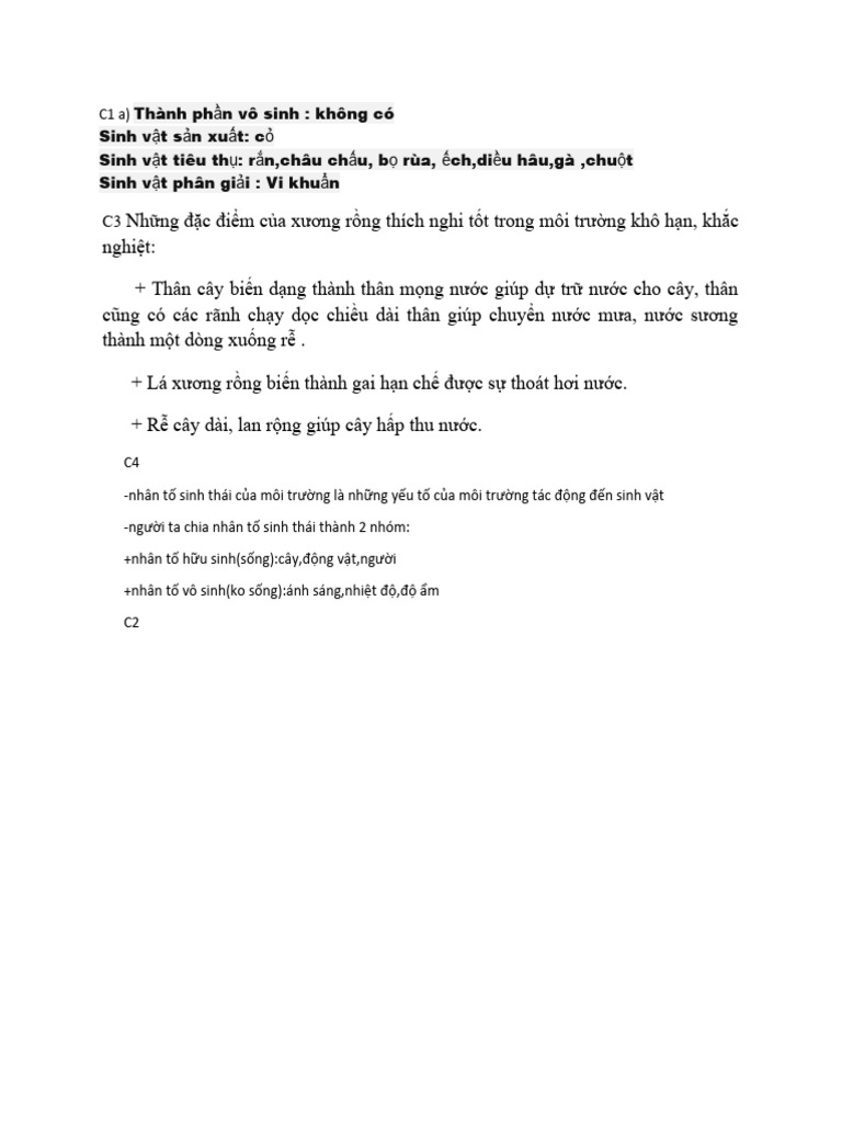 Thành ph n vô sinh: không có ầ Sinhvtsnxut:c ậ ả ấ ỏ Sinh v t tiêu th: r n,châu ch u, b rùa, ch ...