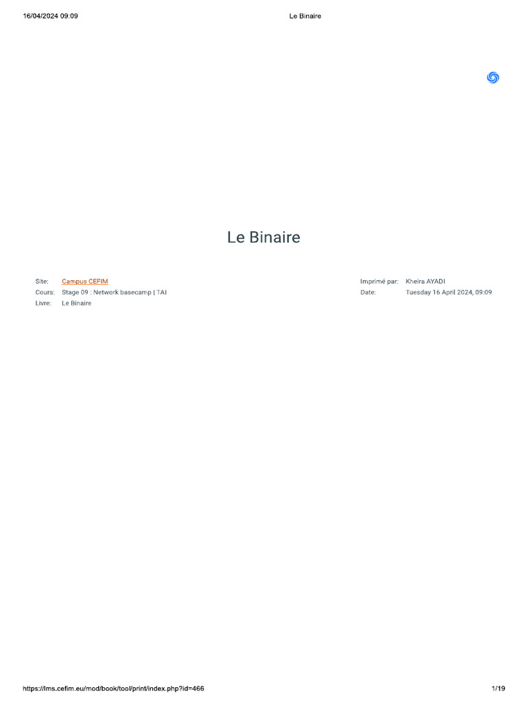 Le Binaire-Livre | PDF