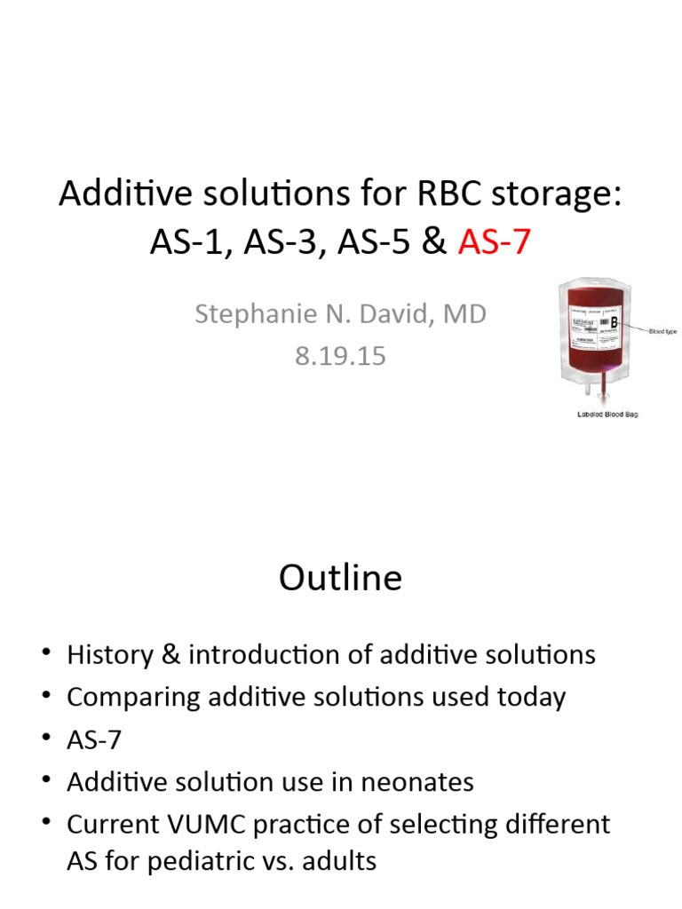 Additive Solutions-Red Blood Cells As-7 Final 8 - 19 | PDF | Red Blood ...