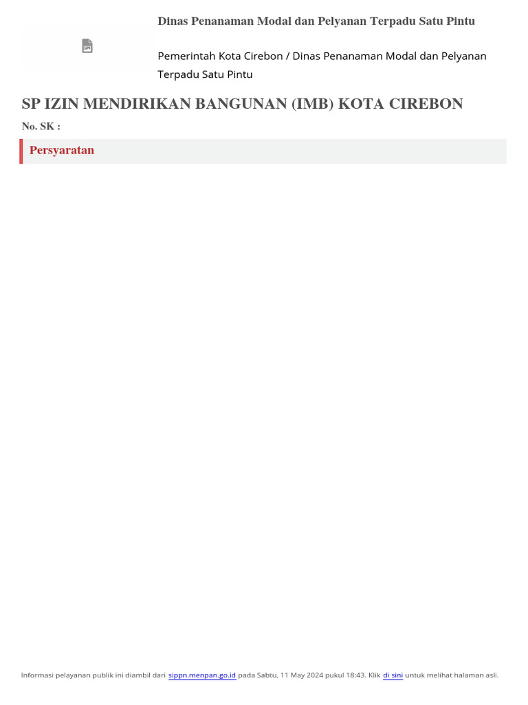 Unduh Standar Pelayanan - SP Izin Mendirikan Bangunan (Imb) Kota Cirebon | PDF