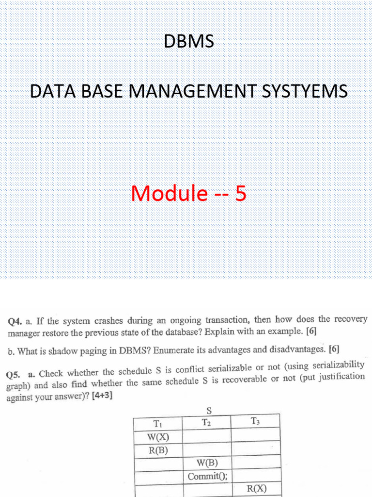 Dbms Module 5 Updated Pdf Database Transaction Acid