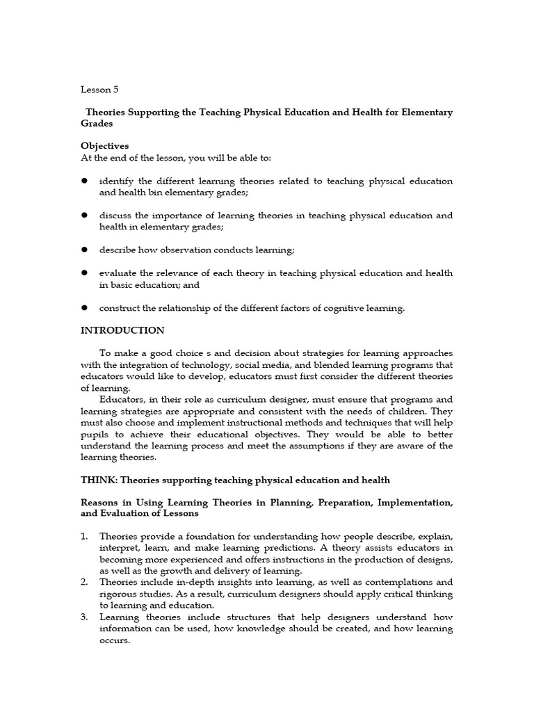 Unit I Lesson 5 SC-PEH | PDF | Constructivism (Philosophy Of Education) | Learning Theory ...