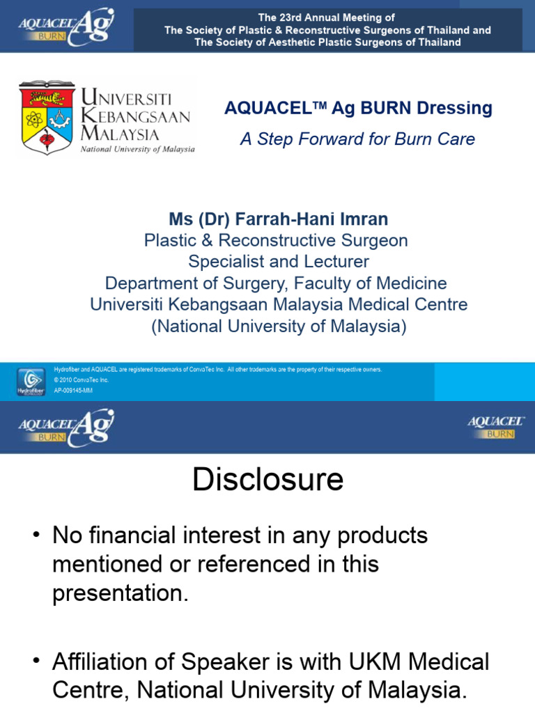 NEW AQUACEL Ag Burn - MsDrFarrahHaniImran.UKM - BKK.16Aug2012 | PDF | Medical Specialties | Medicine