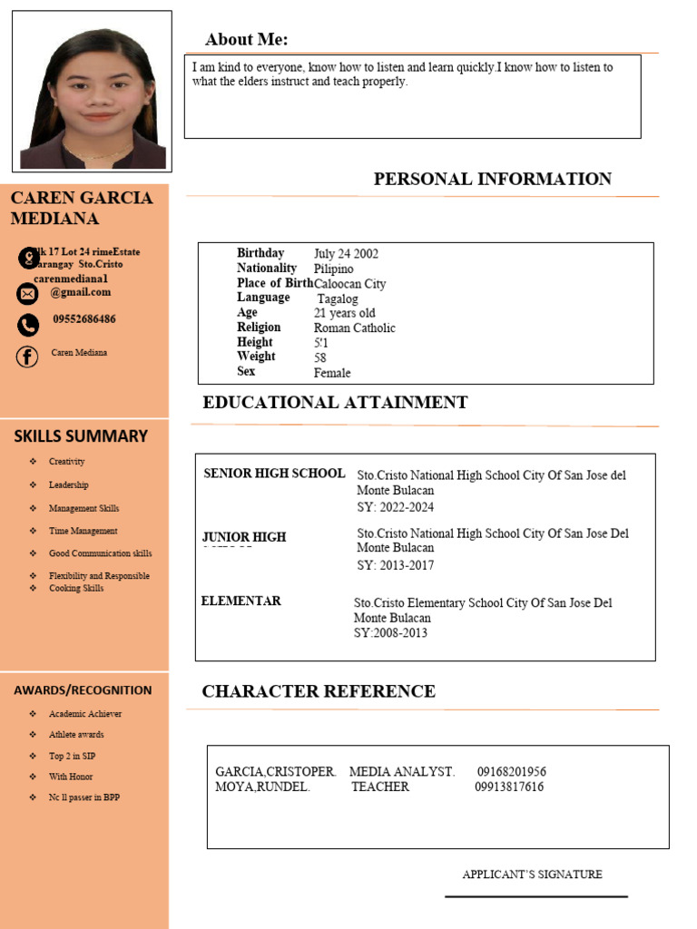 RESUME-TEMPLATE (1) Caren | PDF | Languages | Foreign Language Studies