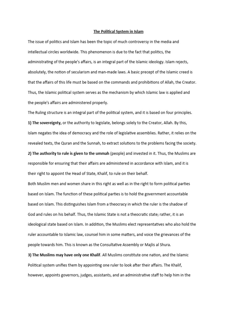 The Political System in Islam | PDF | God In Islam | Citizenship