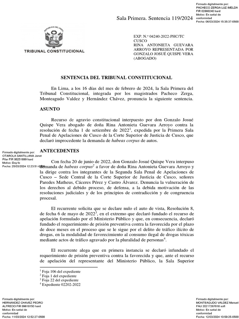 STC 24 0119 HC Fundado, Vulnera Defensa Elemento No Traslado, Congruencia | PDF | Judicaturas ...