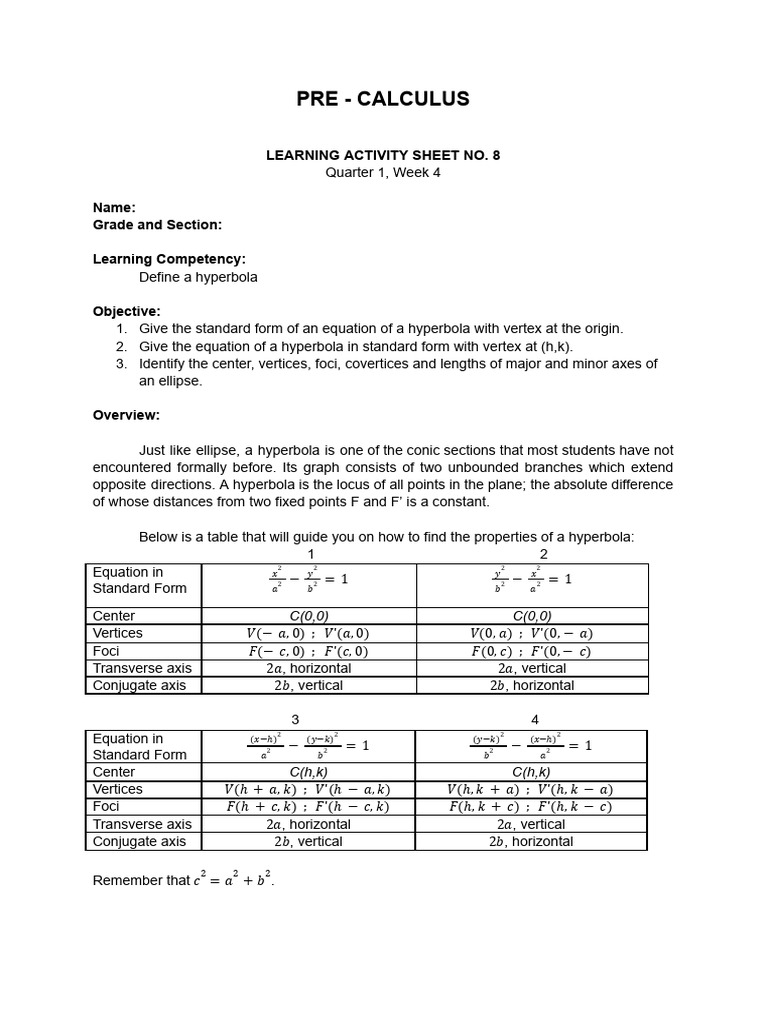 Pre Calculus Week 4 Competency 8 | Download Free PDF | Analytic ...