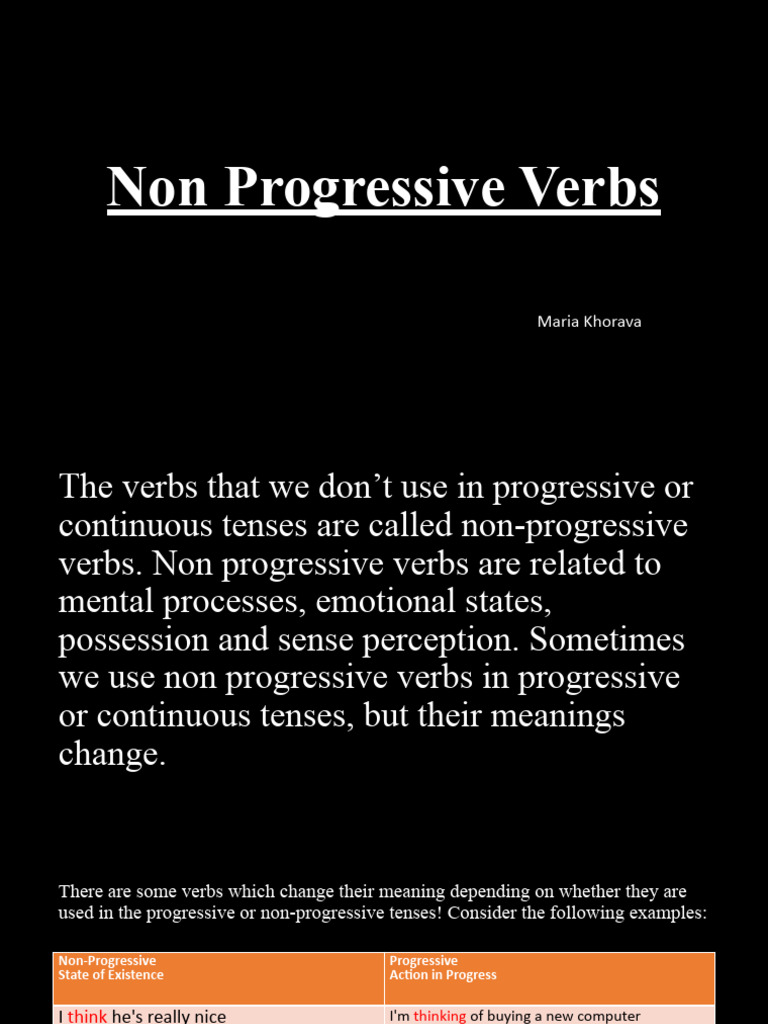 Non-Progressive Verbs Explained | PDF | Self-Improvement
