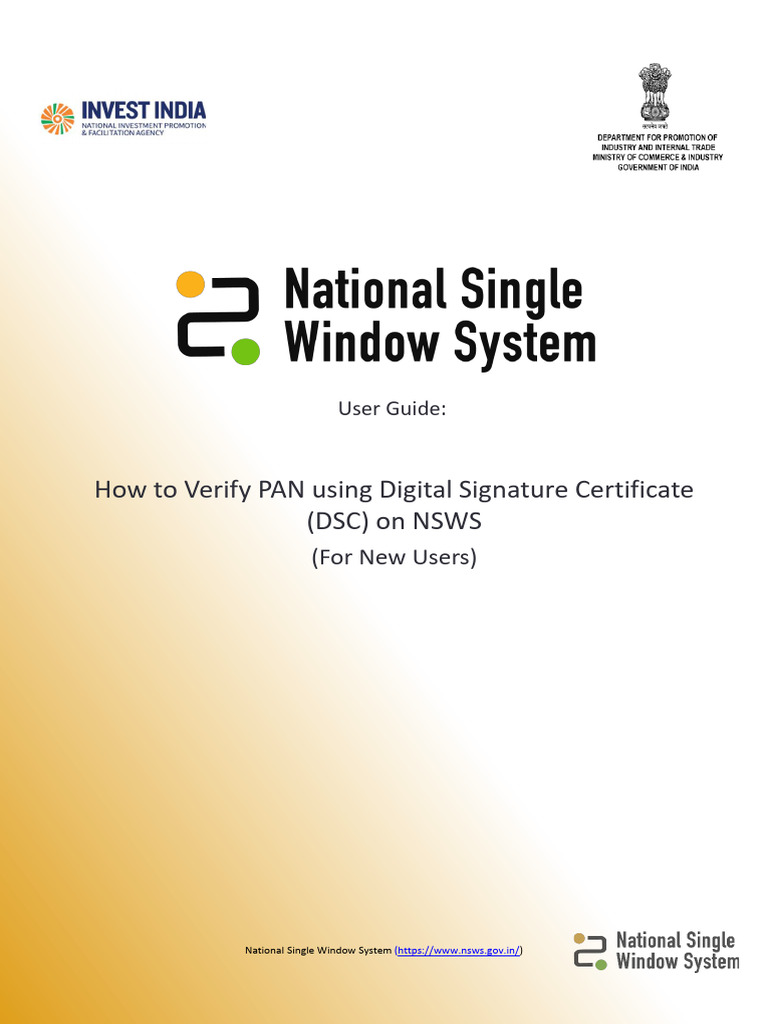 How To Verify PAN Using Digital Signature Certificate On NSWS (New User ... How To Verify PAN Using Digital Signature Certificate On NSWS (New User ...