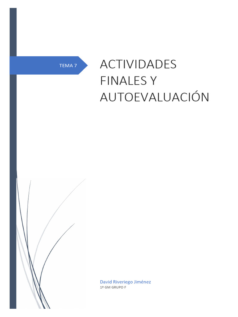 ACTIVIDADES FINALES Y AUTOEVALUACIÓN TEMA 7 | PDF | Pistón | Cilindro (motor)