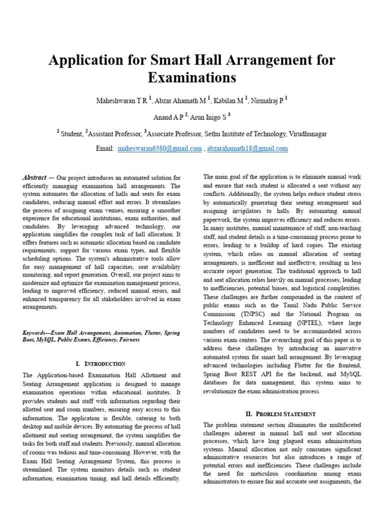 Application For Smart Hall Arrangement For Examinations | PDF ...