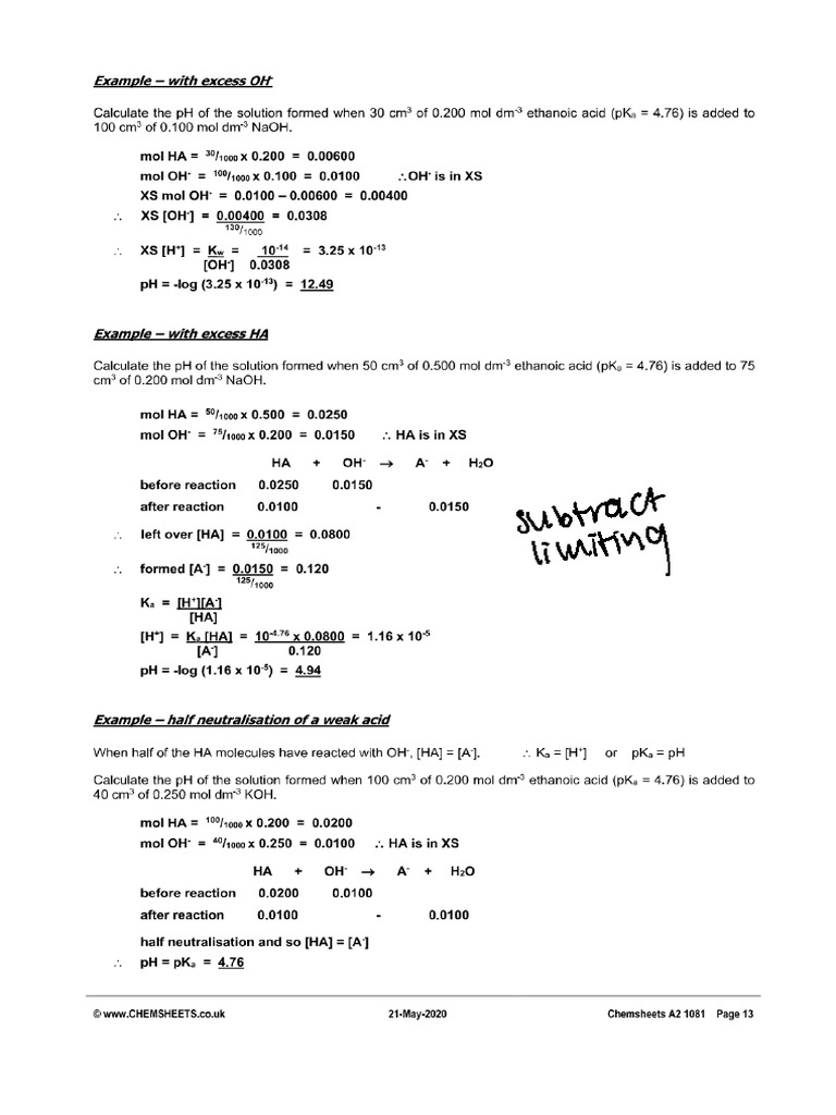 Buffer Solution Calc Notes | PDF
