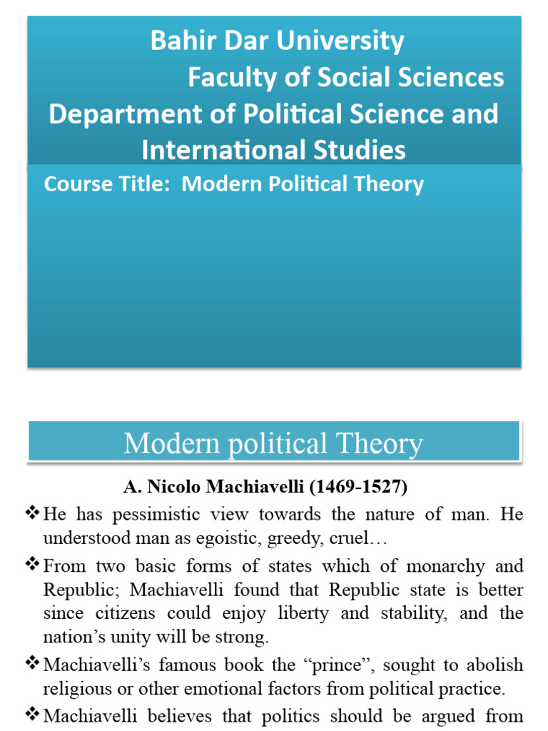 Bahir Dar University Faculty of Social Sciences Department of Political Science and ...