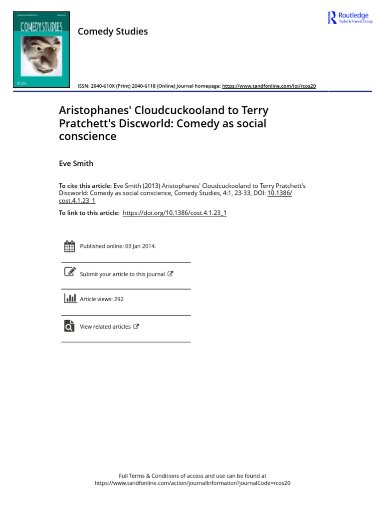 Aristophanes Cloudcuckooland To Terry Pratchett S Discworld Comedy As Social Conscience | PDF ...