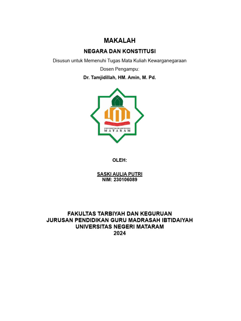 Negara Dan Konstitusi | PDF