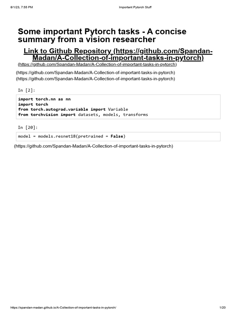 Important Pytorch Stuff | Download Free PDF | Applied Mathematics | Artificial Intelligence