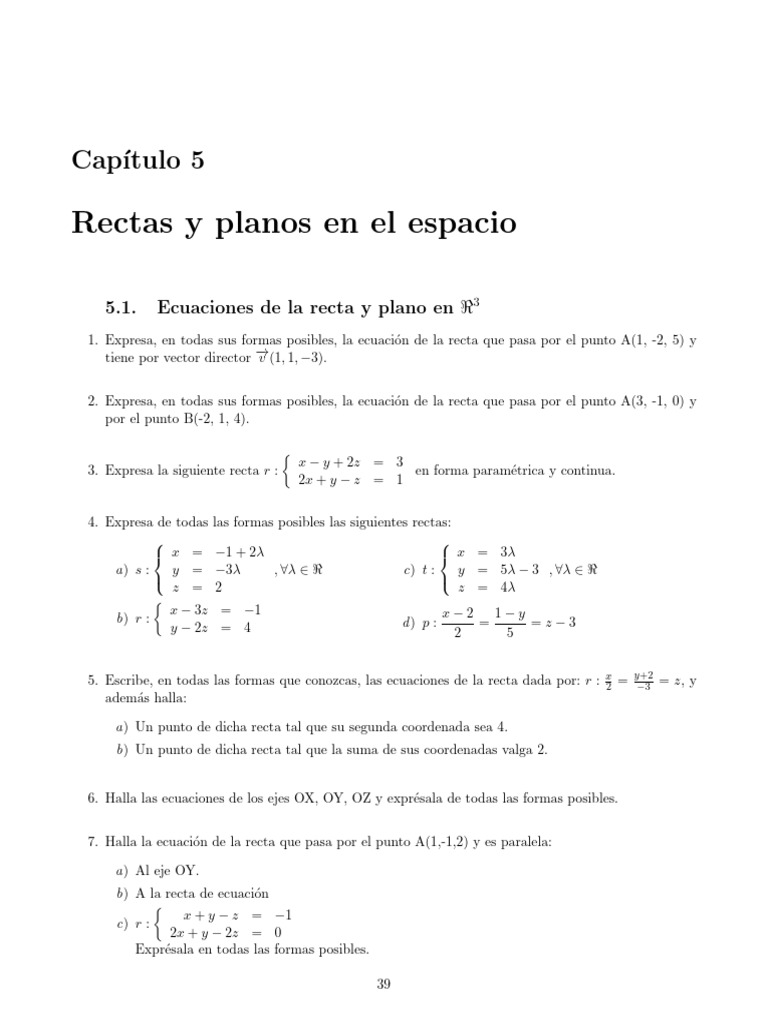 Rectas y Planos | PDF | Geometría | Matemática Elemental