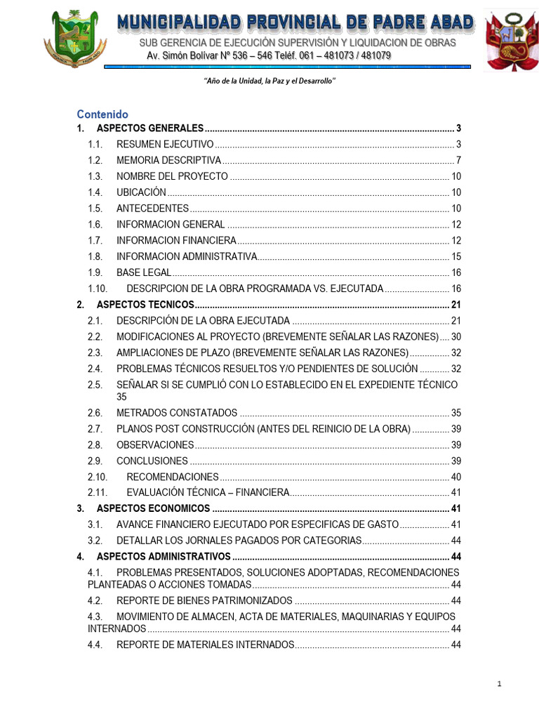 01 Corte Tecnico de Obra | Descargar gratis PDF | Agua | Ingeniero civil