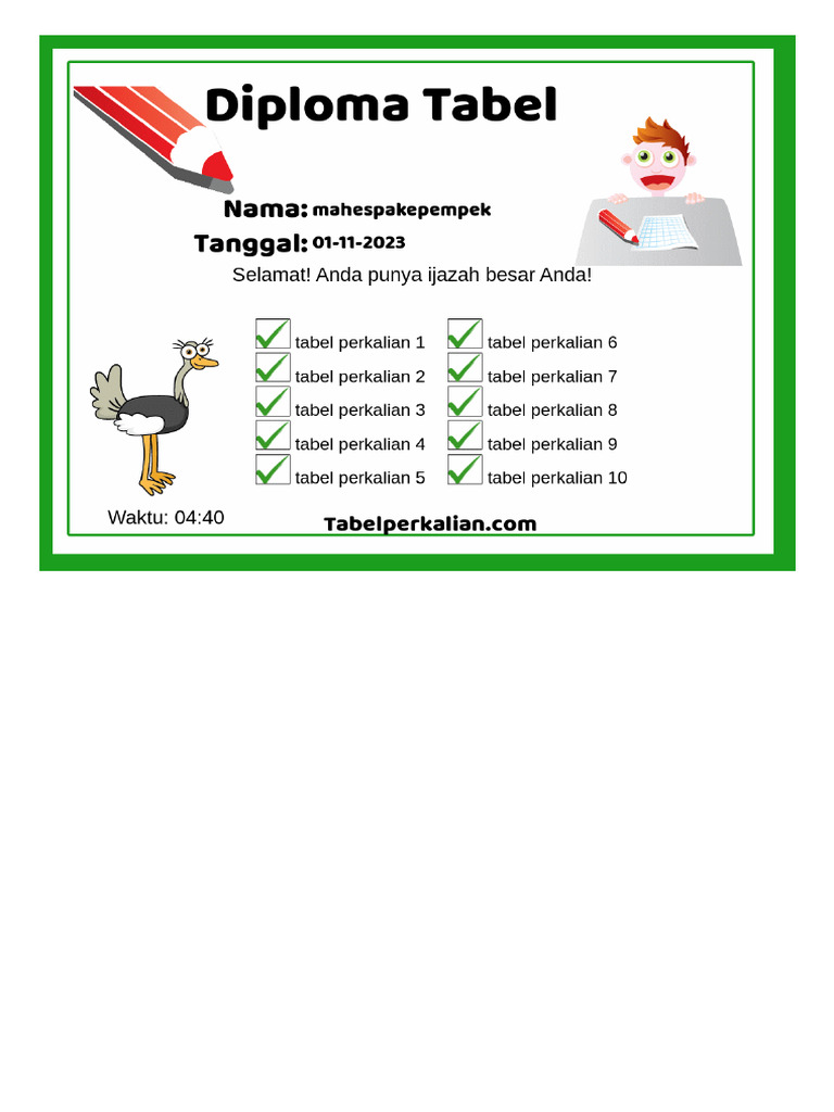 Pelajari Tabel Perkalian 1 Sampai 10 | PDF