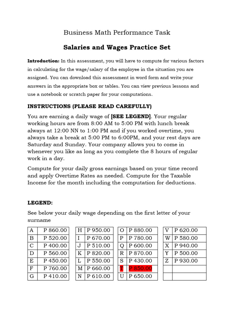 Business Math PeTa | PDF | Overtime | Salary