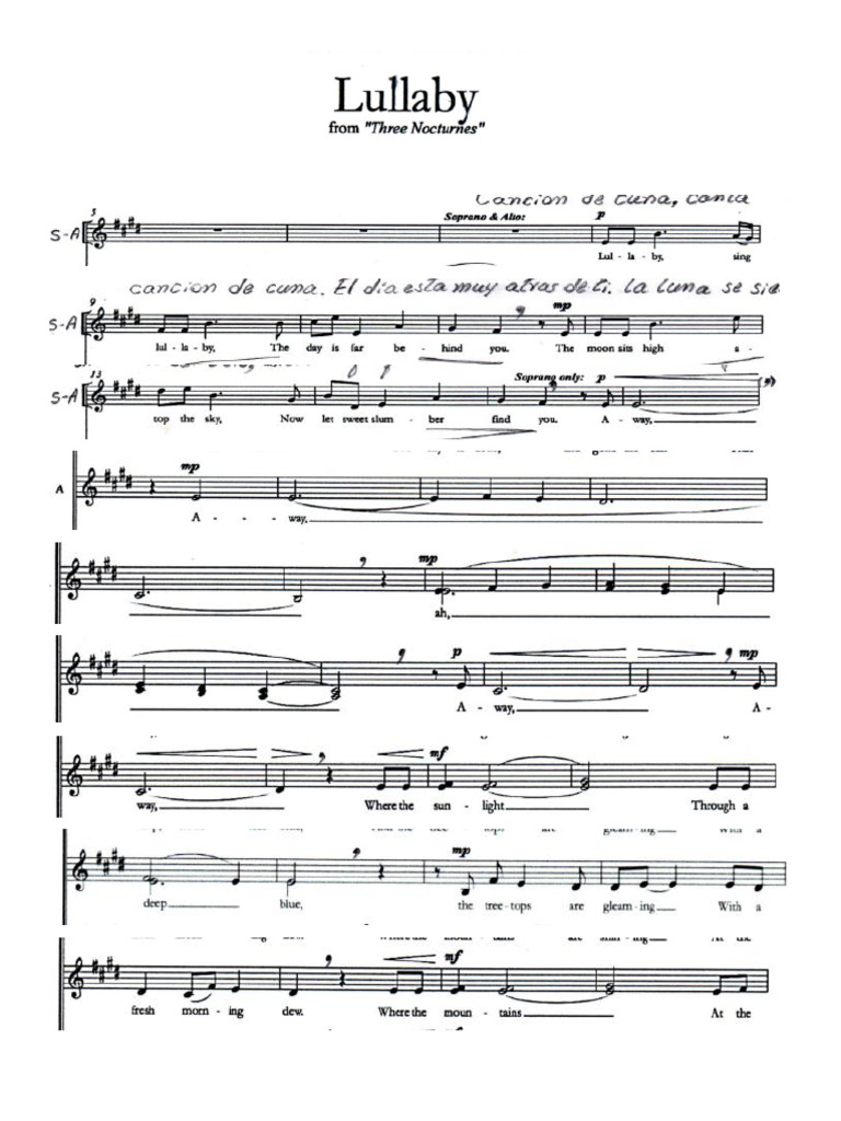 Lullaby Partitura Contralto Solo | PDF