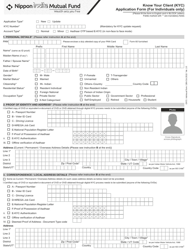 CKYC-Application Form For Individual 28-10-2022 | PDF | Identity Document | Applications Of ...