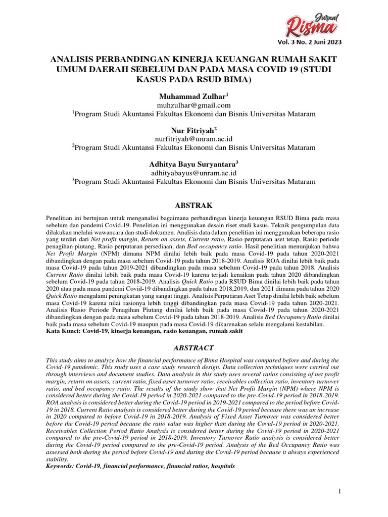 Analisis Perbandingan Kinerja Keuangan Rumah Sakit | PDF | Pengelolaan Keuangan & Uang