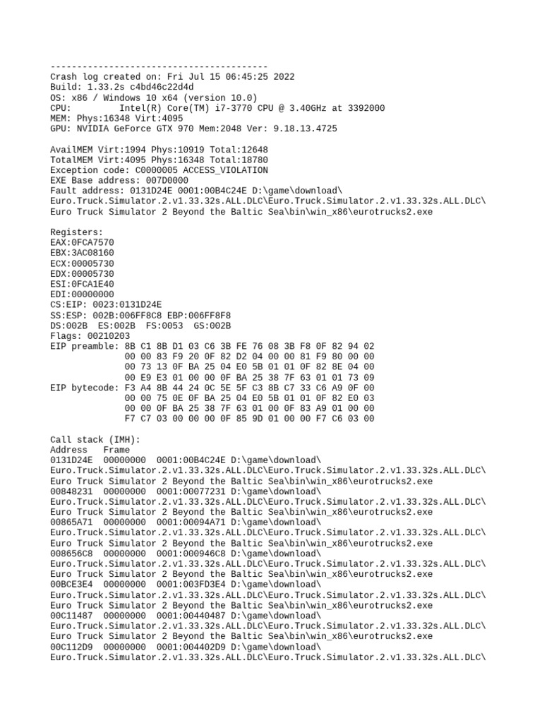 Game Crash | PDF | System Software | Computing