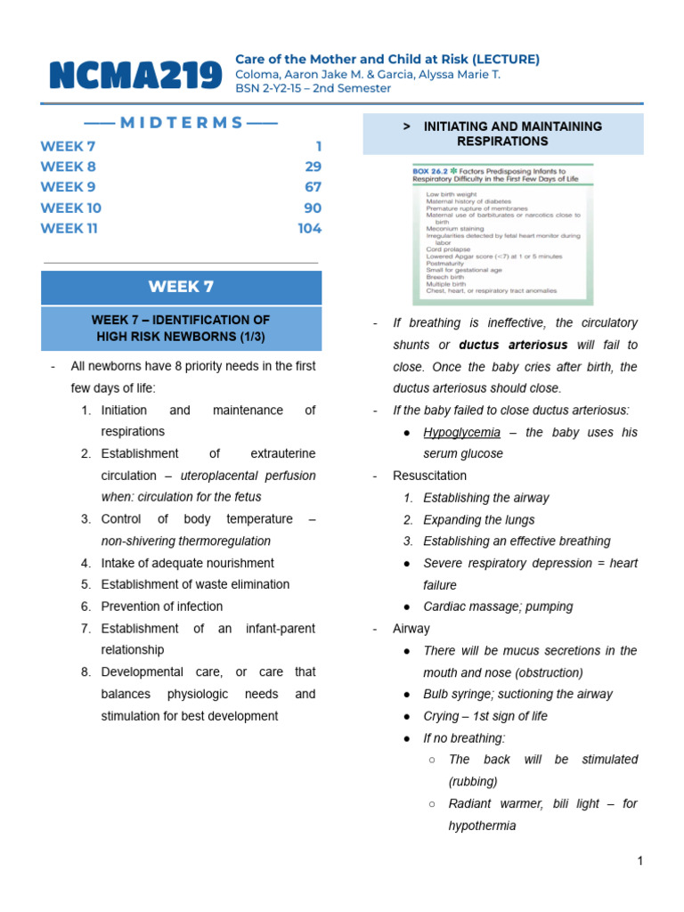 Midterms Ncma219 - Lec | PDF | Fetus | Preterm Birth