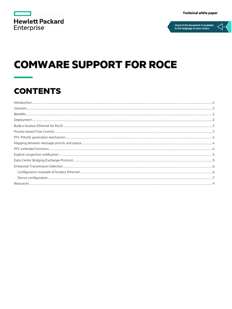 Comware Support For RoCE Technical White Paper | PDF | Network Congestion | Computer Network