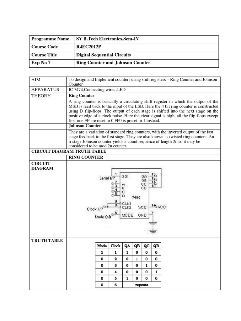 Ring and Johnson Counter | PDF | Computers