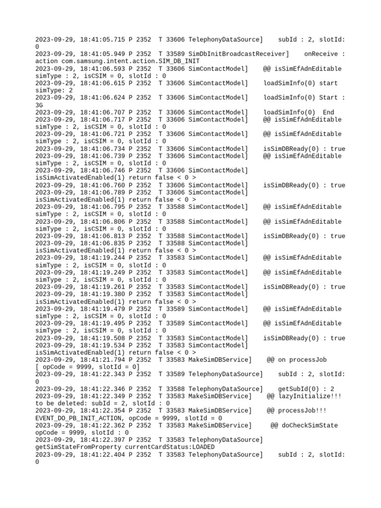 SIM Database Initialization Logs | PDF | Mobile Phones | Smart Devices