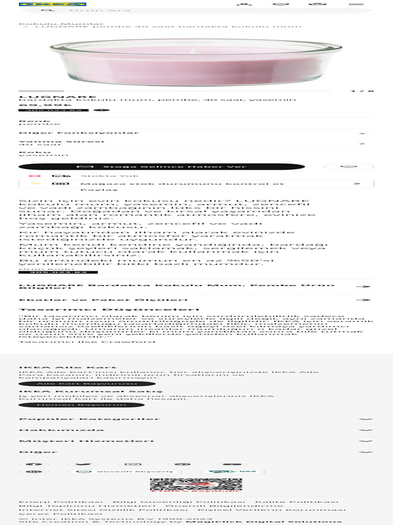 LUGNARE pembe 40 saat bardakta kokulu mum IKEA | PDF