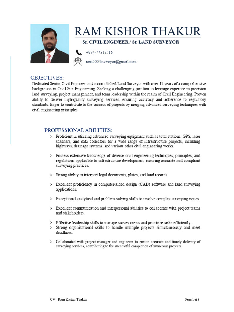 CV-Ram Kishor Thakur.2024 | PDF | Surveying | Civil Engineering