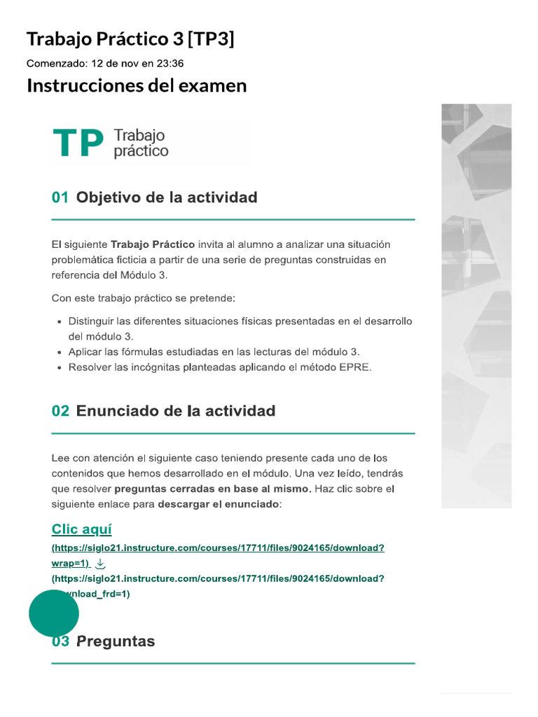 Examen - Trabajo Práctico 3 (TP3) .PDF 3 | PDF