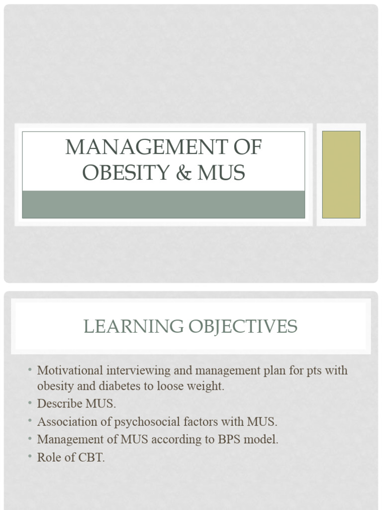 Management of OBESITY & MUS | PDF | Bulimia Nervosa | Anorexia Nervosa