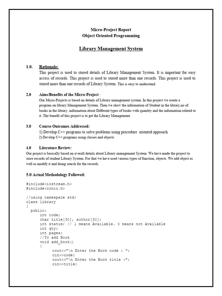 Oop Report Pdf Object Oriented Programming Library Computing
