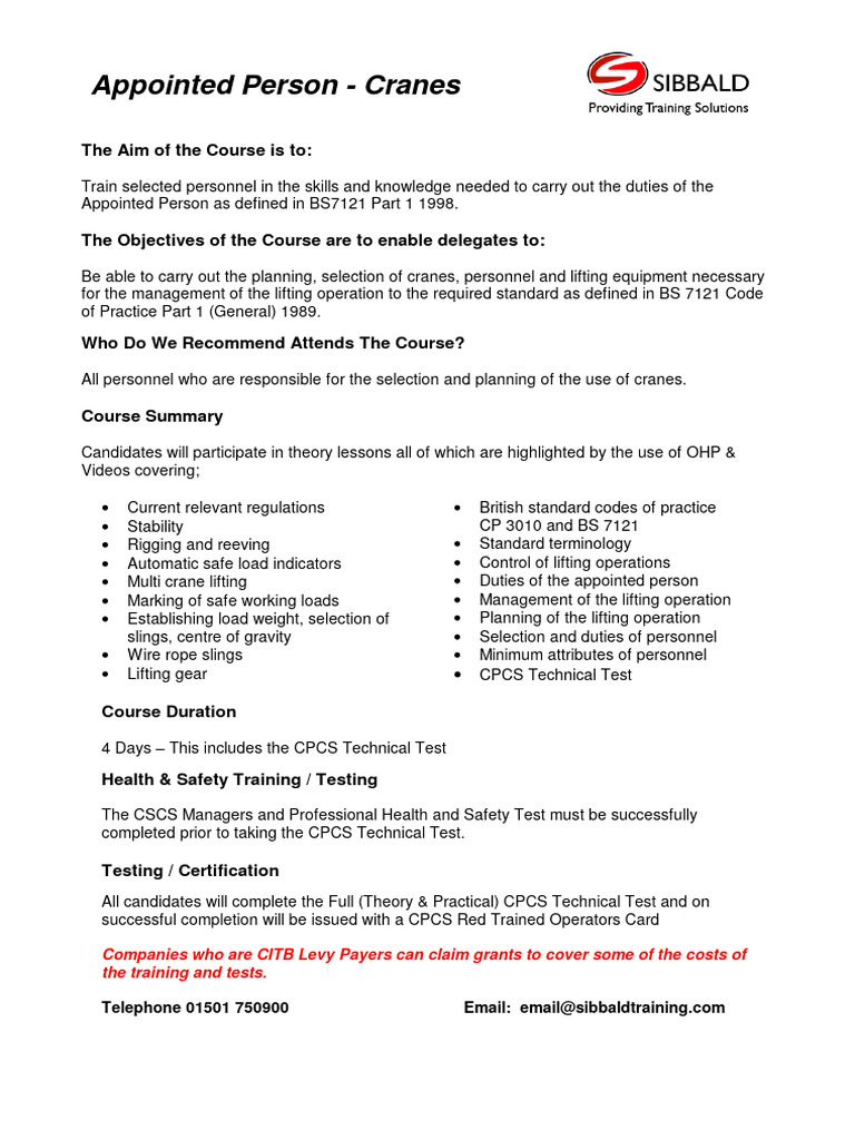 Appointed Person - Cranes | PDF