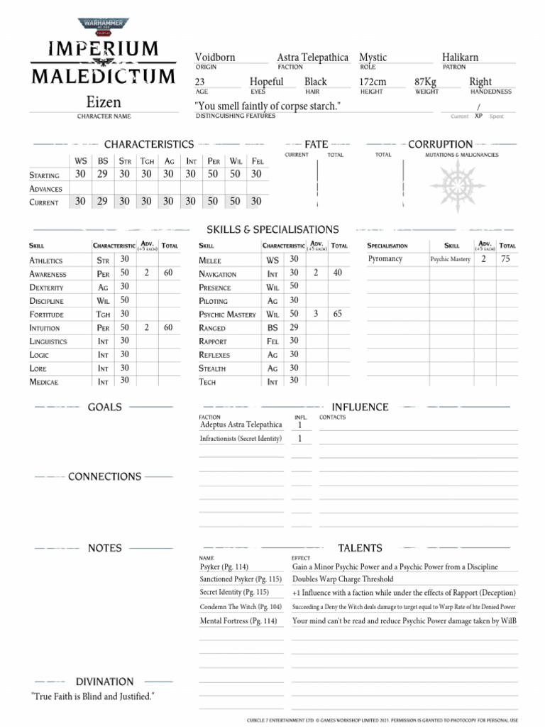 Astra Telepathica Character Overview | PDF