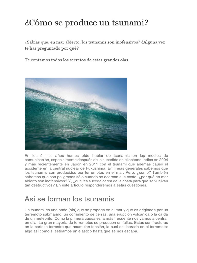 Cómo Se Produce Un Tsunami. | PDF | Tsunami | Temblores