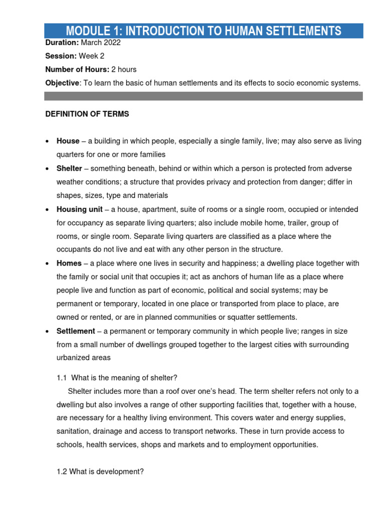 Introduction To Human Settlements Notes Pdf Atmosphere Of Earth