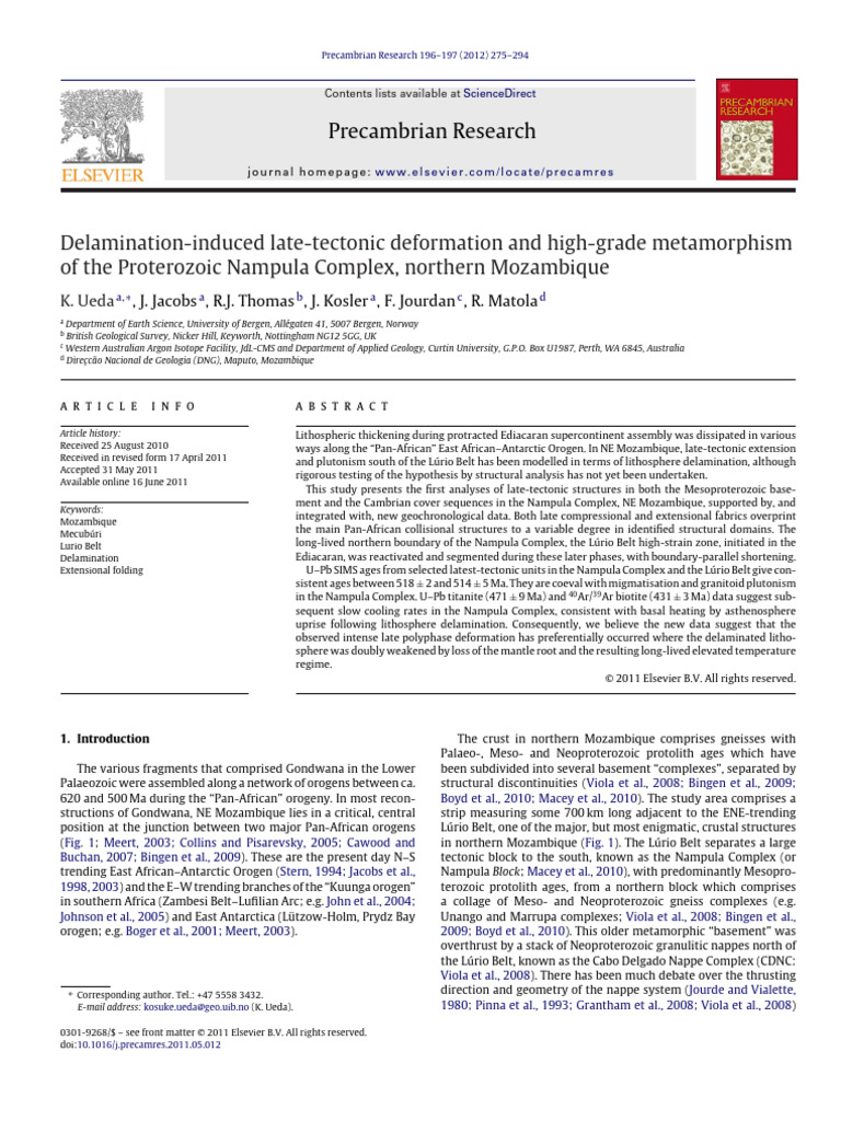 Delamination in Nampula Complex | PDF | Geology | Petrology