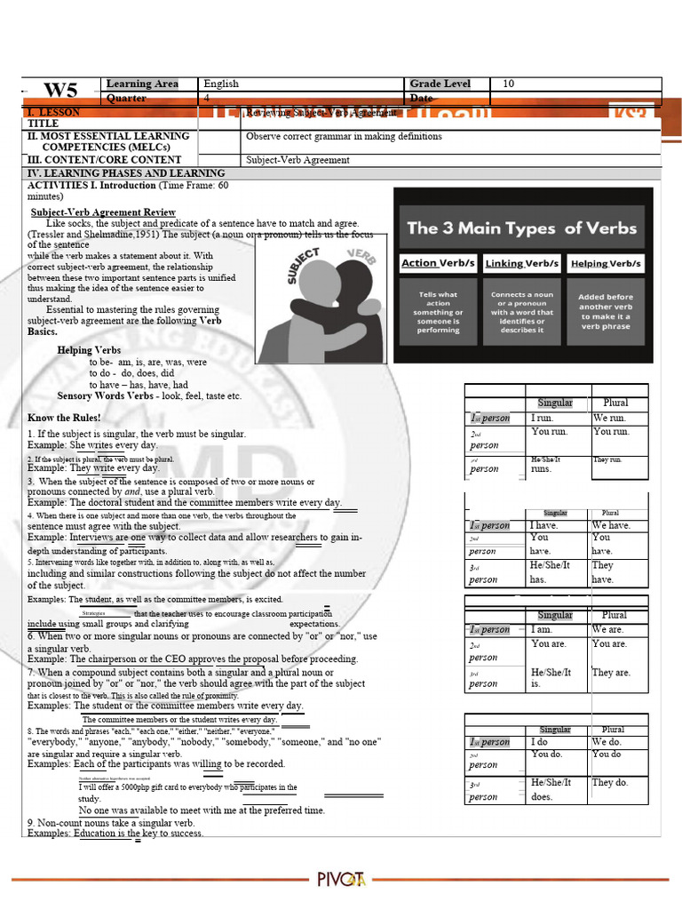 Q4-English-10-Week5 HDHDH | PDF | Grammatical Number | Plural