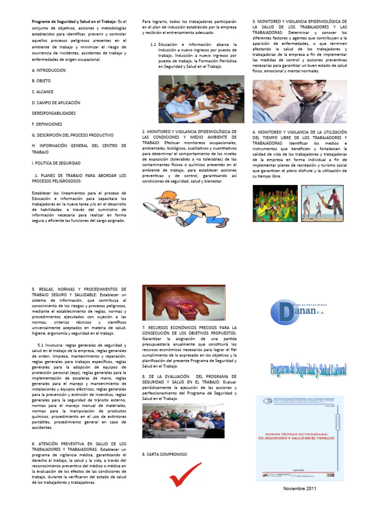 Triptico Programa | PDF | Seguridad y salud ocupacional