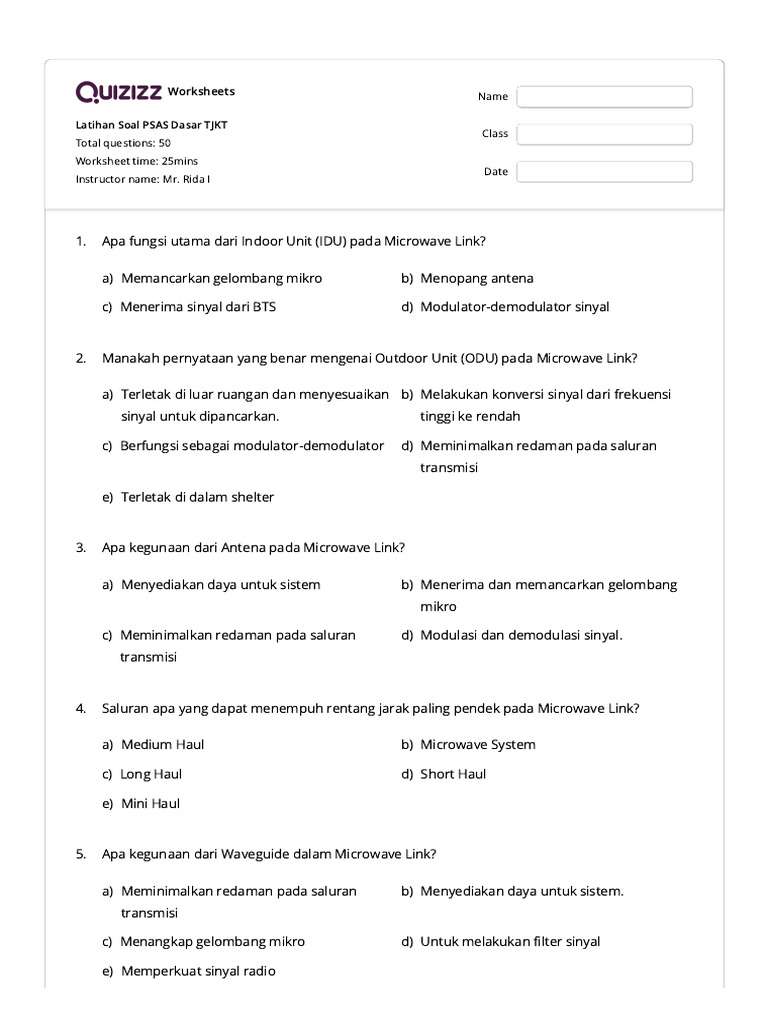 Latihan Soal PSAS Dasar TJKT - Quizizz | PDF