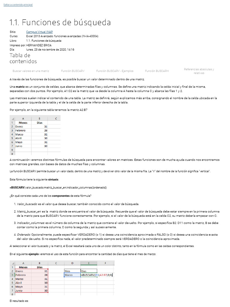 Excel. Funciones de búsqueda | PDF | Matriz (Matemáticas) | Microsoft Excel