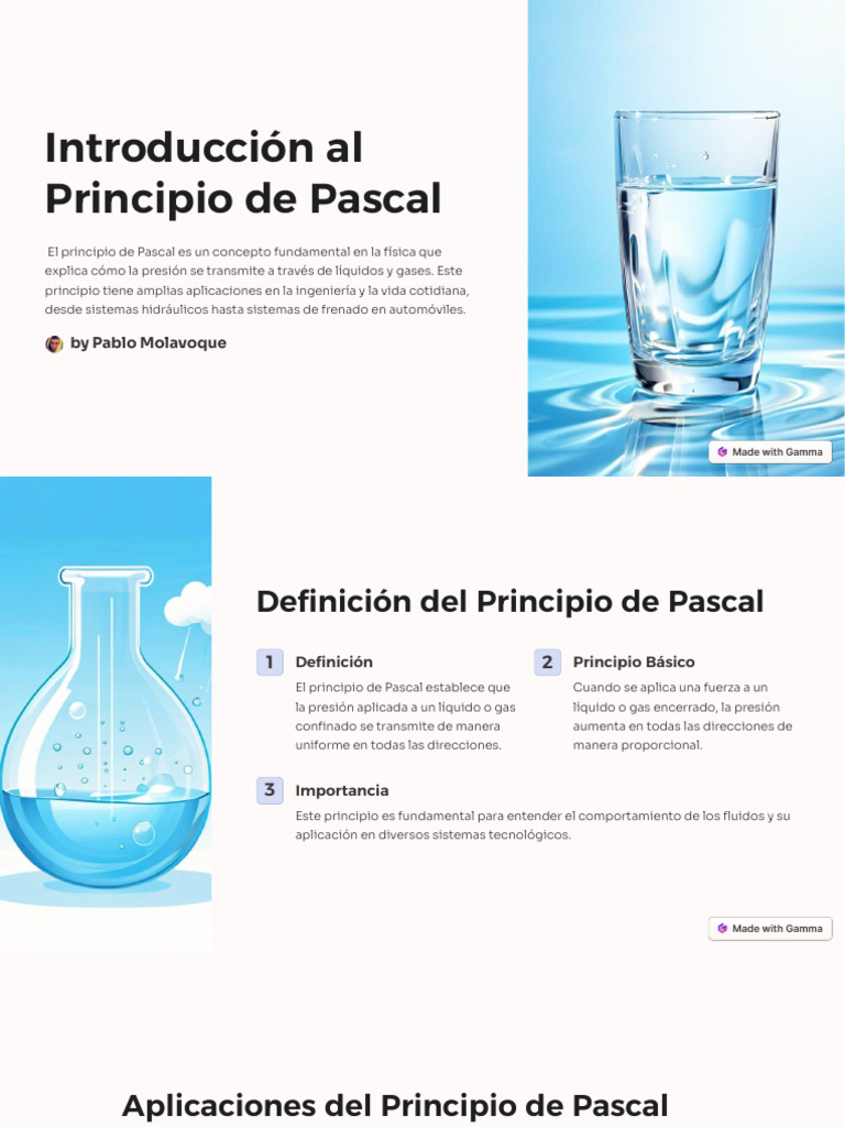 Principio de Pascal | Descargar gratis PDF | Presión | Líquidos