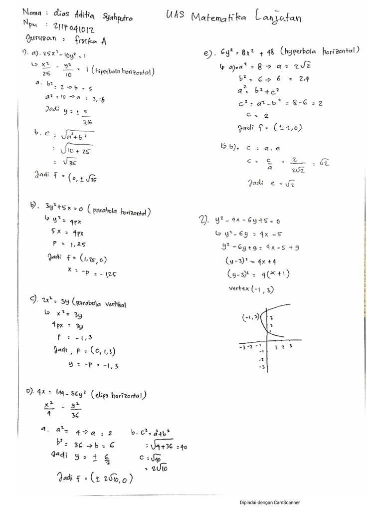Dias Aditia Syahputra - 2117041012 - UAS Matematika Lanjutan | PDF