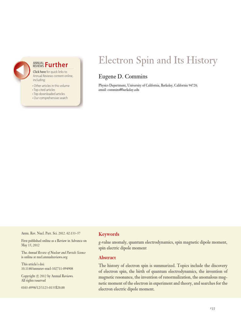 Annurev Nucl 102711 094908 | PDF | Electron | Spin (Physics)