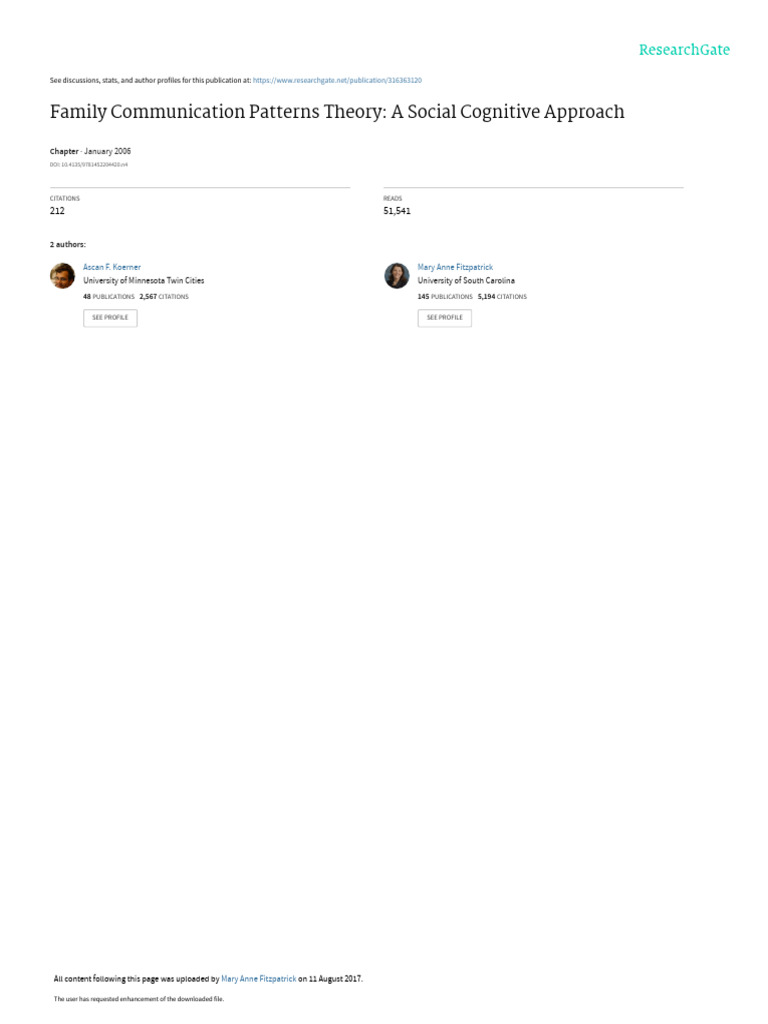 Family Communication Patterns Theory: A Social Cognitive Approach | PDF ...